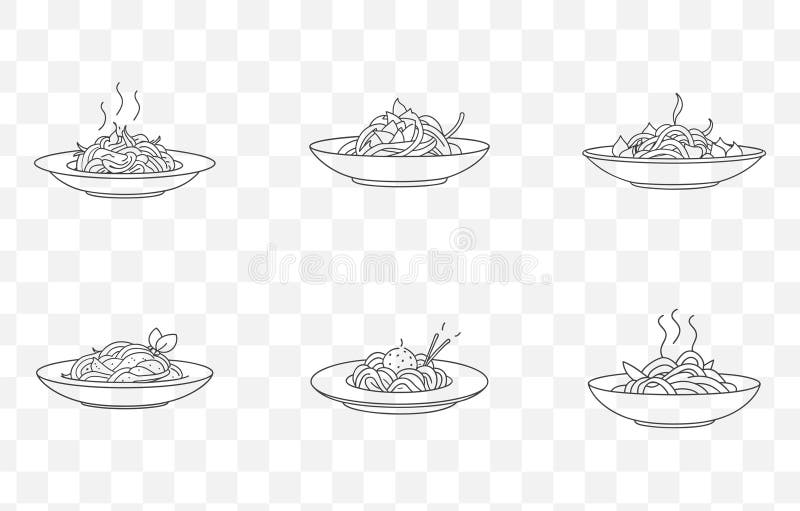 Print Pad Thai Art Vector Set Traditional Thai Noodle Dish ...