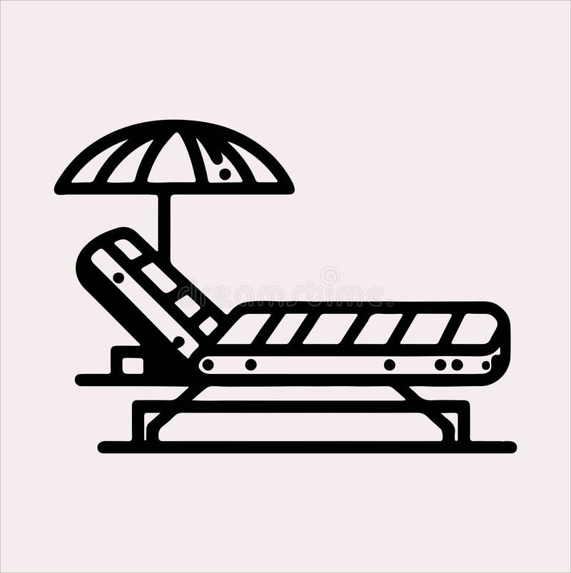 Sunbed Icon Thin Linear Sunbed Silhouette Vector on White Background ...