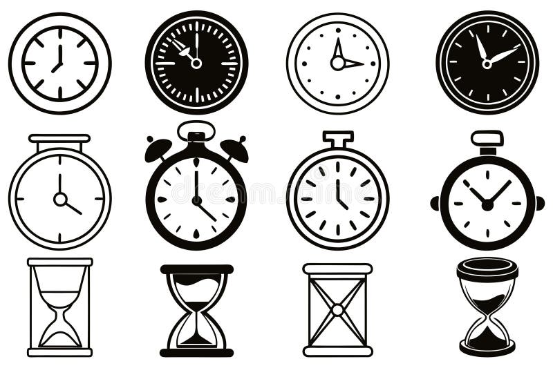 Time Icon Collection: Versatile Vector Designs for Clocks, and Timers ...