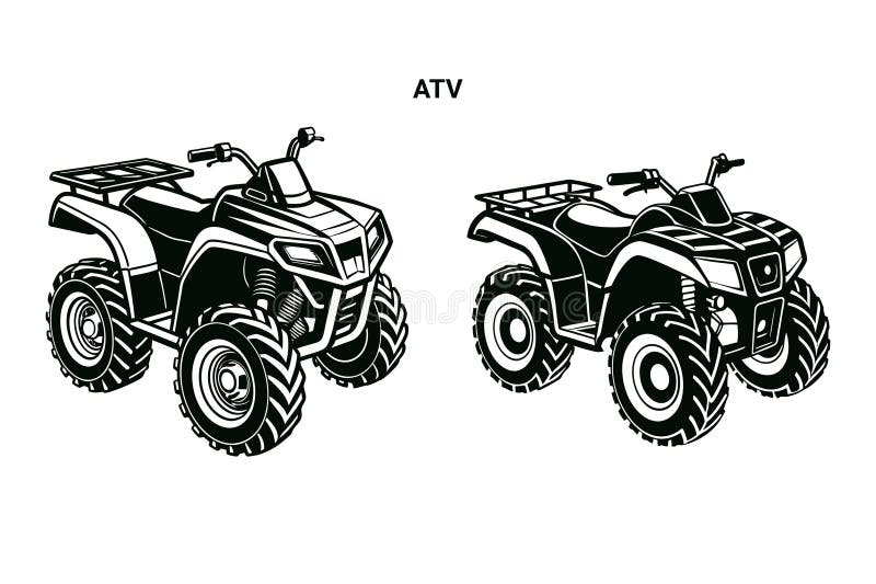 Vector Illustration of Isolated ATV Outline on White Background. Stock ...