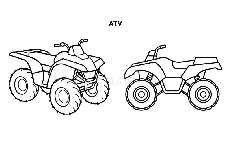 Vector Illustration of Isolated ATV Outline on White Background. Stock ...
