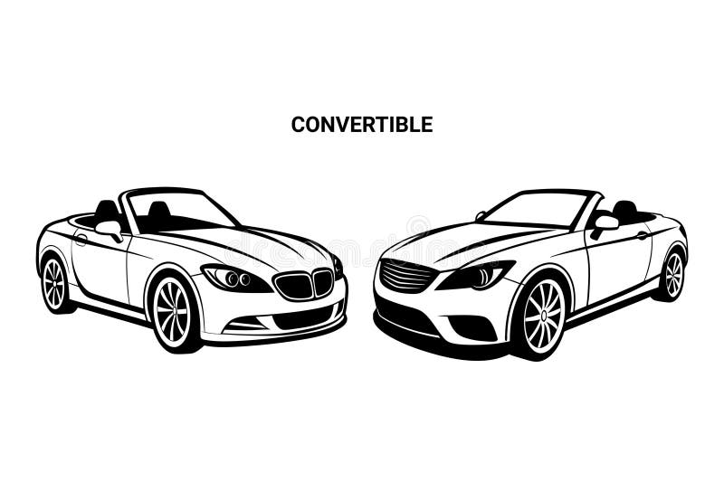 Vector Illustration of Isolated Convertible Silhouette on White ...
