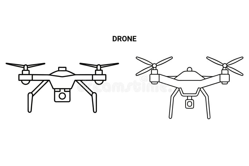 Vector Illustration of Isolated Drone Outline on White Background ...