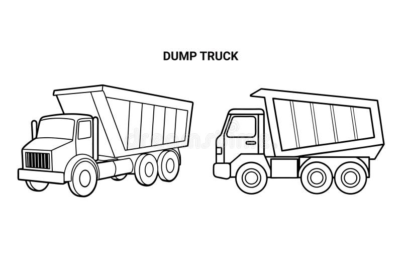 Vector Illustration of Isolated Dump Truck Outline on White Background ...