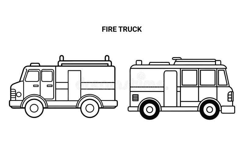 Vector Illustration of Isolated Fire Truck Outline on White Background ...