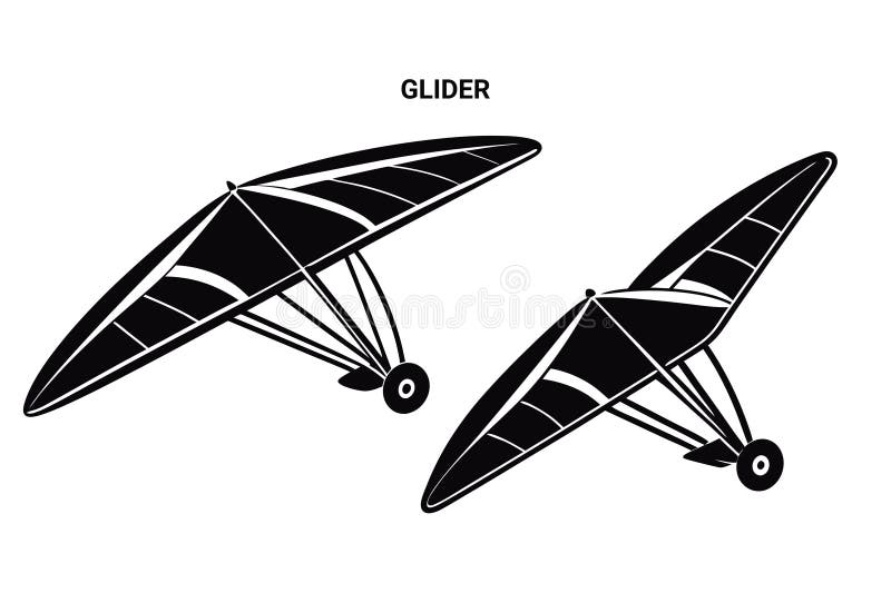Vector Illustration of Isolated Glider Silhouette on White Background ...