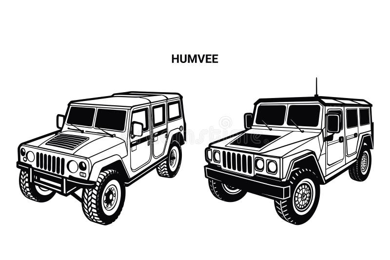 Vector Illustration of Isolated Humvee Silhouette on White Background ...