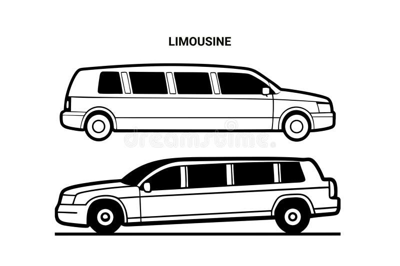 Vector Illustration of Isolated Limousine Outline on White Background ...