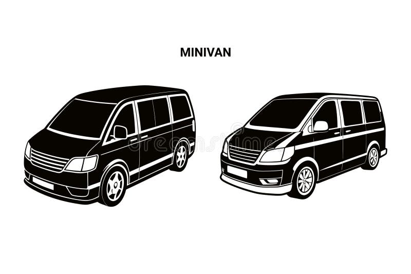 Vector Illustration of Isolated Minivan Silhouette on White Background ...