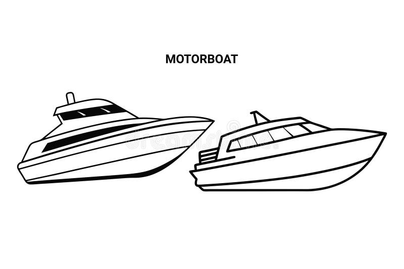 Vector Illustration of Isolated Motorboat Outline on White Background ...