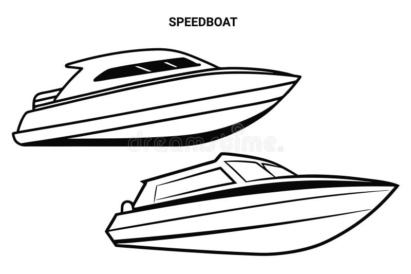 Vector Illustration of Isolated Speedboat Outline on White Background ...