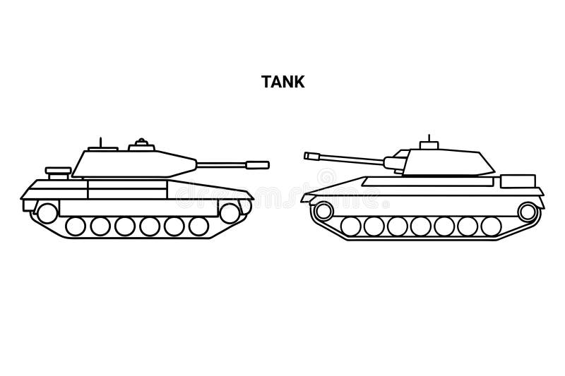 Vector Illustration of Isolated Tank Outline on White Background. Stock ...