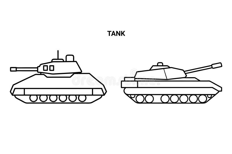 Vector Illustration of Isolated Tank Outline on White Background. Stock ...
