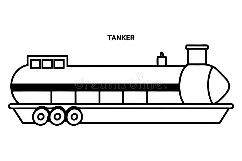 Vector Illustration of Isolated Tanker Outline on White Background ...