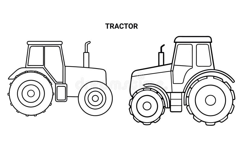 Vector Illustration of Isolated Tractor Outline on White Background ...