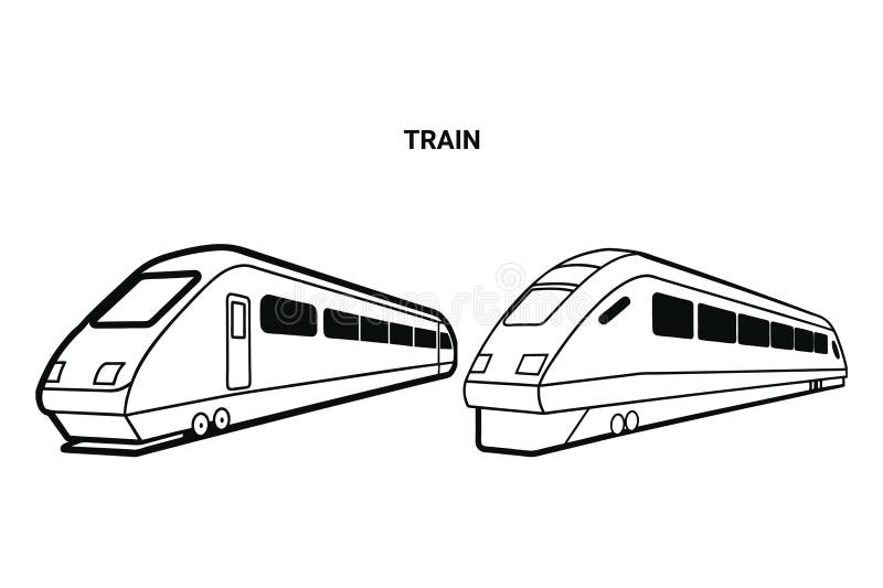 Vector Illustration of Isolated Train Outline on White Background ...