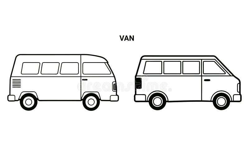 Vector Illustration of Isolated Van Outline on White Background. Stock ...