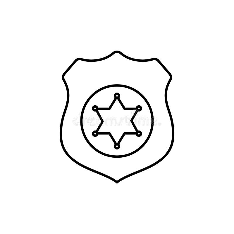 Police Officer Badge Line Icon Isolated on White Background Stock ...