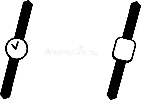 Smart?Watch Ka Minimalist Black Silhouette Icon Set Stock Illustration ...