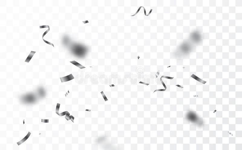 Silver Confetti and Ribbon Isolated on Transparent Background Stock ...