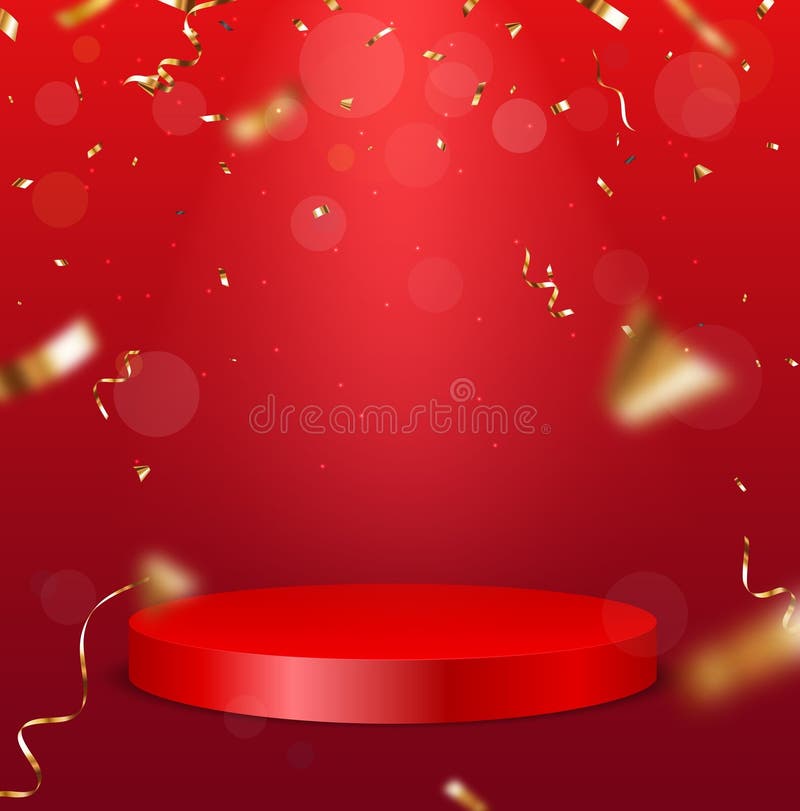 Winner Podium with Gold Confetti Celebration Backgrounds Stock Vector ...