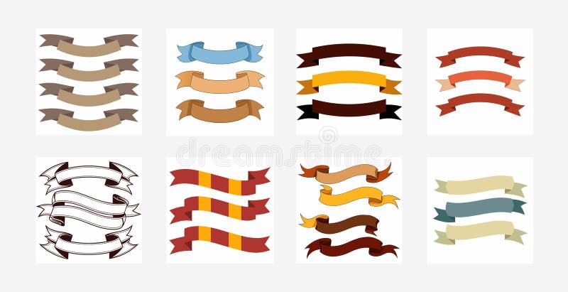 Ribbons Set Vector Illustration - Decorative Elements for Crafts ...