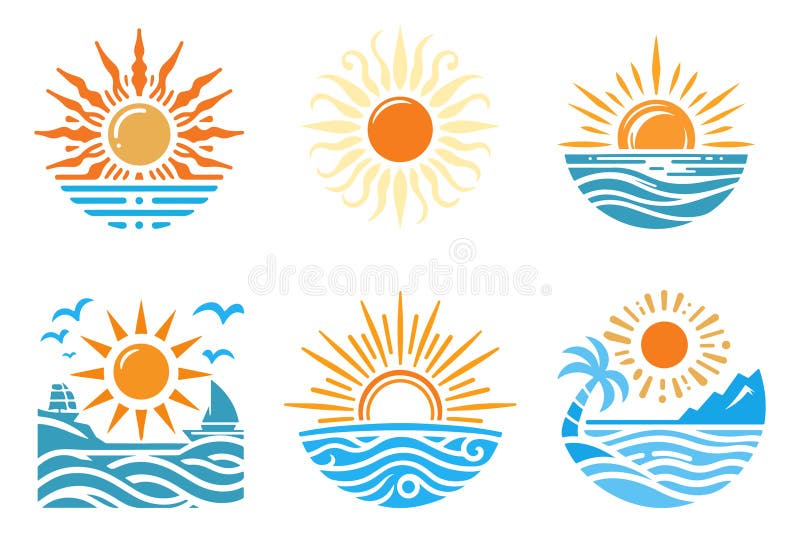 Sun and See Vector Art Illustrations. Stock Vector - Illustration of ...