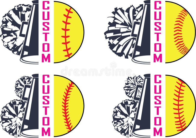 Custom Cheer Baseball, Baseball Clipart, Cheer Pom Poms Cut Files Stock ...