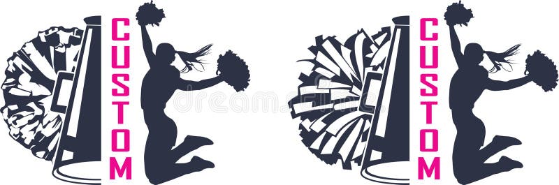 Custom Text Cheerleader, Half Cheer Megaphone with Pom Pom Clip Art ...