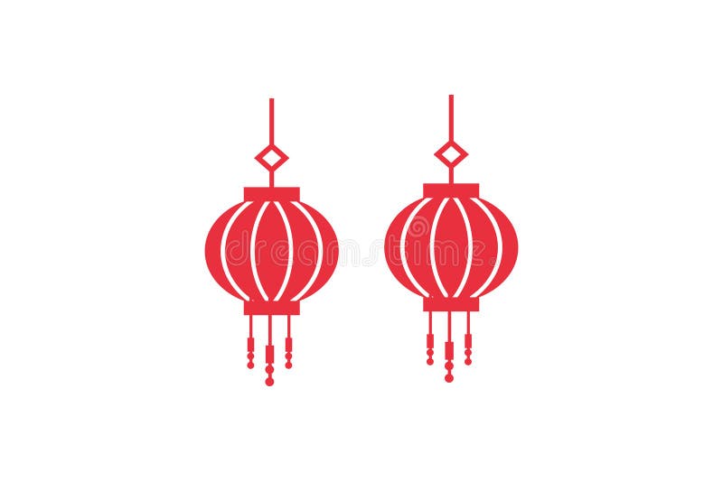 Pair of Red Chinese Lanterns for New Year Celebration Stock Vector ...
