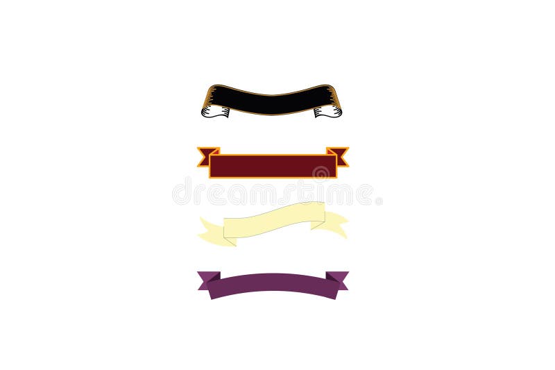 Set of Four Decorative Blank Ribbons in Various Styles and Colors Stock ...