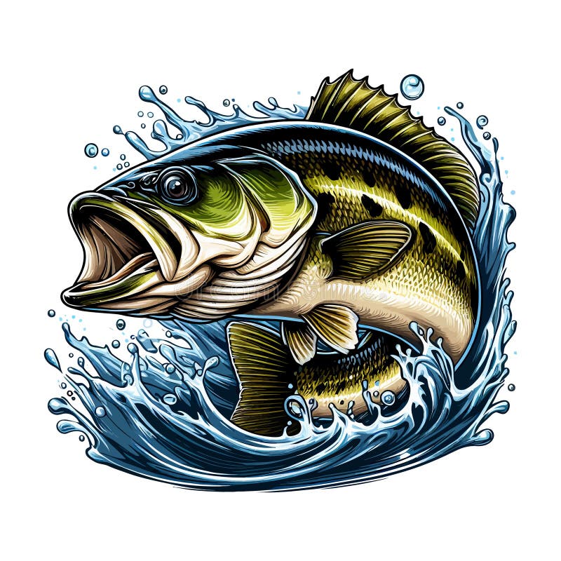 Big Bass Fish Vector Illustration Stock Vector - Illustration of bass ...