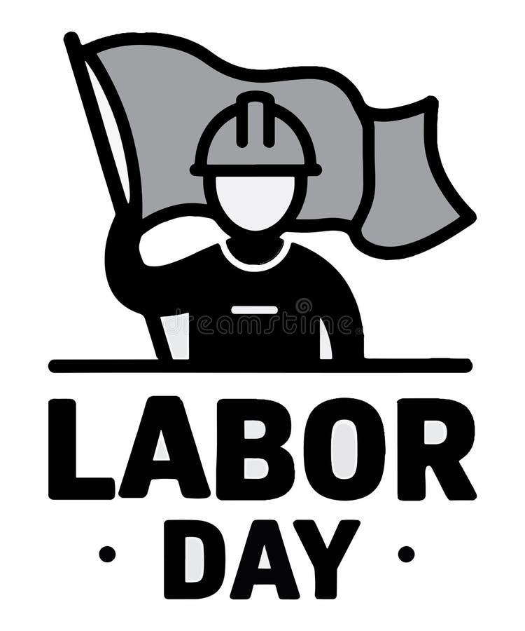 Labor Day Drawing Art Boy is Standing with Flag in His Hand Premium ...