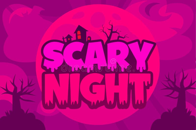 Halloween Scary Spooky Night Text Background Design Stock Vector ...