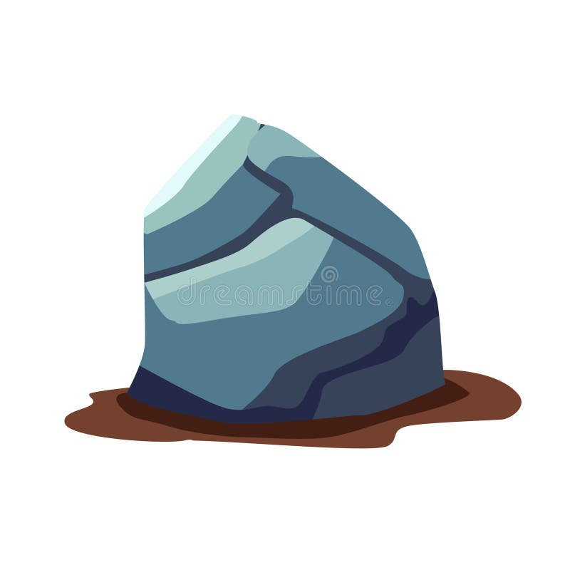 Cartoon Big Rock Stone Clip Art, Grey Rock Flat Illustration, Natural ...