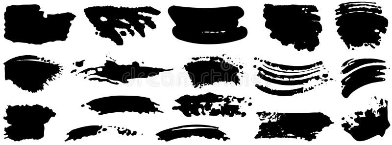 Gunge Brush Strokes. Dirty Artistic Design Elements Isolated on White ...