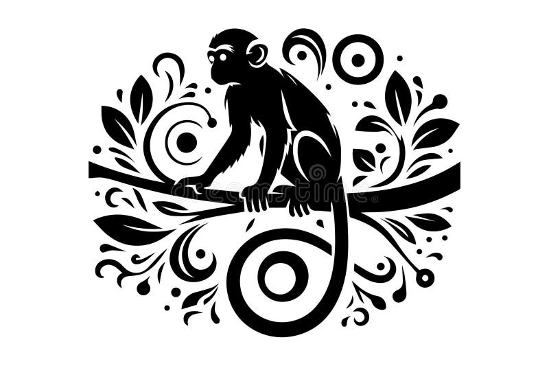 Monkey Vector Illustration Simple Vector Art Style Stock Vector ...