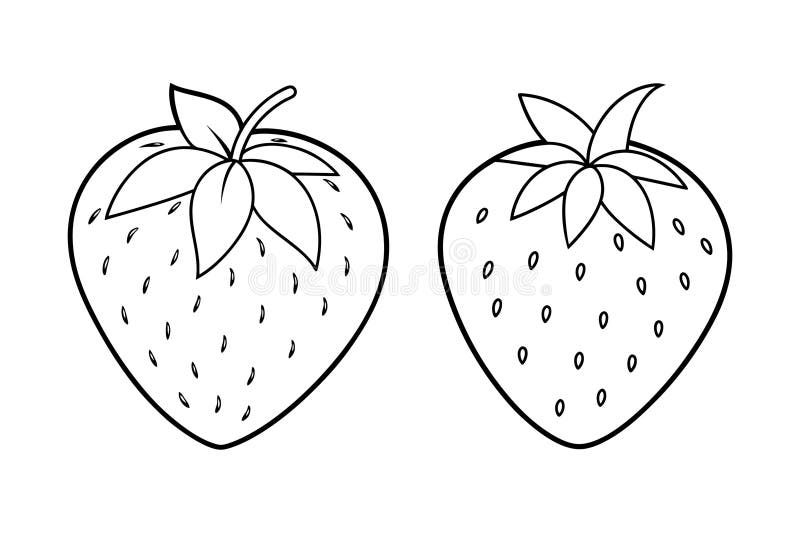 Two Strawberries Black Stroke Linear Icon Stock Vector - Illustration ...