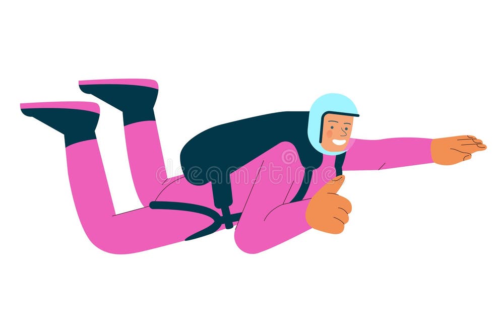 Cheerful Flying Female Show Good Sign Gesture, Perform Solo Skydiving ...