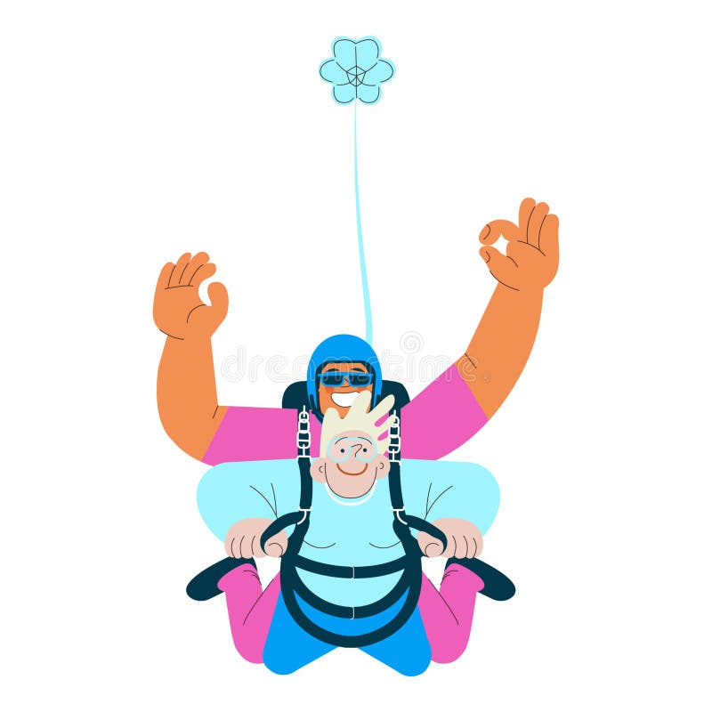 Cheerful Flying Senior Female and Male Show O Kay Sign Gesture, Perform ...