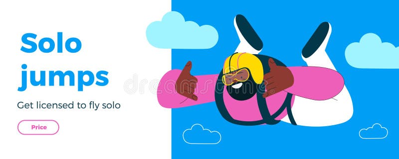 Cheerful Flying Male Perform Solo Skydiving Jump. Extreme Sport ...