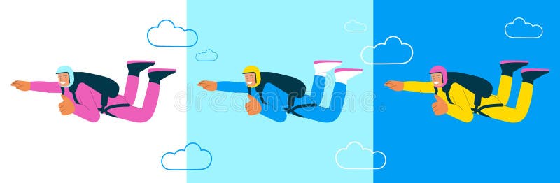 Cheerful Flying Female Show Good Sign Gesture, Perform Solo Skydiving ...