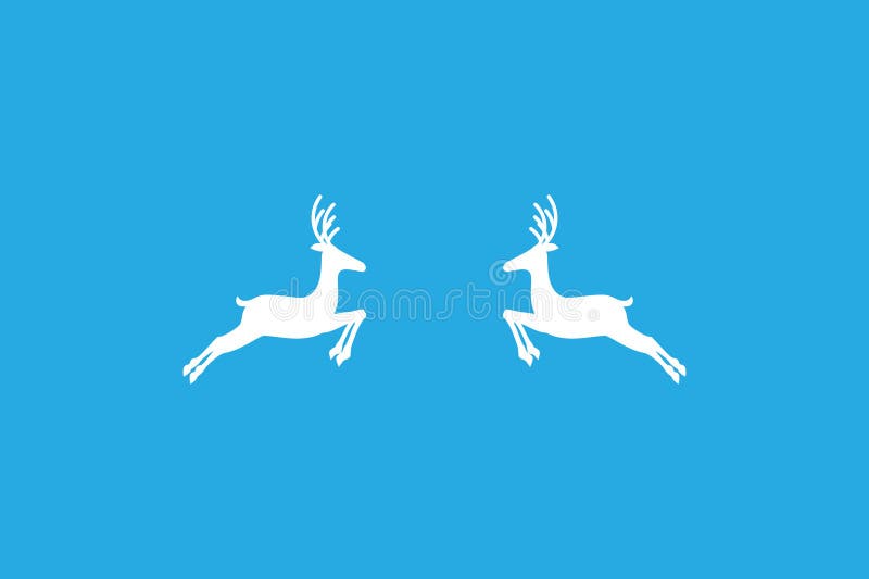 Minimalist Illustration of Two Leaping White Deer on Blue Background ...