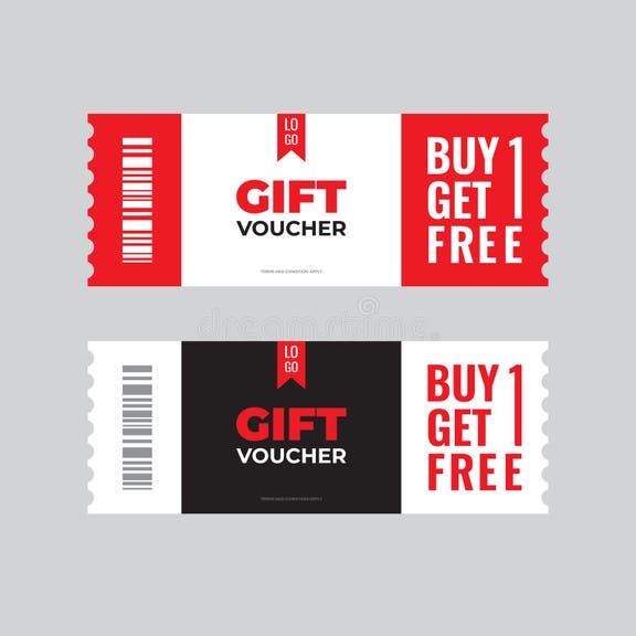Gift Voucher Buy 1 Get 1 Free for Shopping Stock Vector - Illustration ...