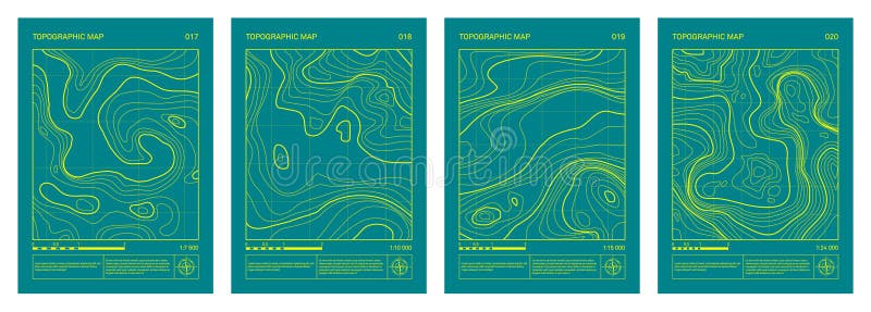 Architectural Topographic Relief Contour Poster Set Stock Vector ...