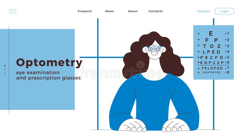 Optometry. Eye Test and Prescription Glasses. Female Patient Wear ...