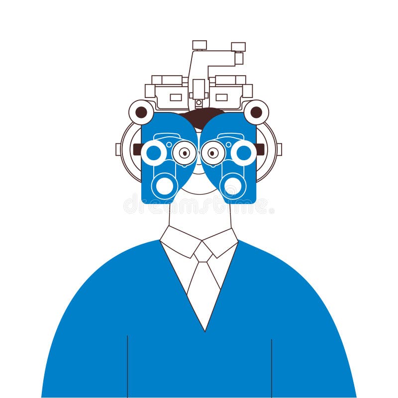 Optometry. Eye Test and Prescription Glasses. Male Perform Eye Test ...