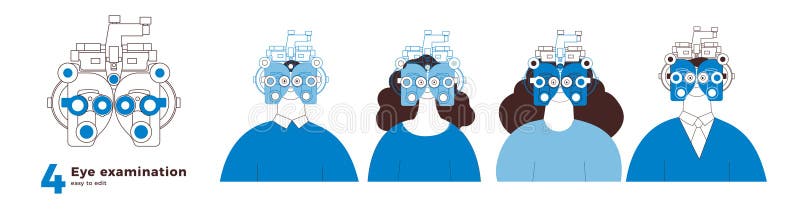 Eye Examination Collection. Optometry. Male and Female Perform Eye Test ...