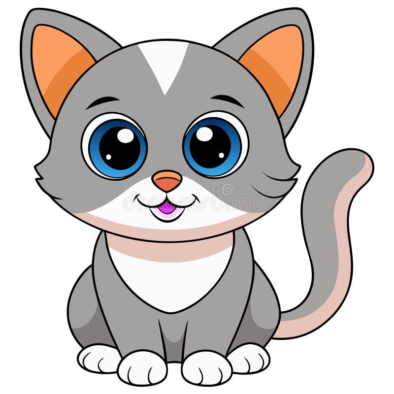 Vector Art of a Cute Cat with Smooth Color Illustration Design. Stock ...