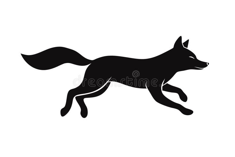 A Sleek, Elegant Fox Silhouette with a Bushy Tail and Pointed Ears, in ...